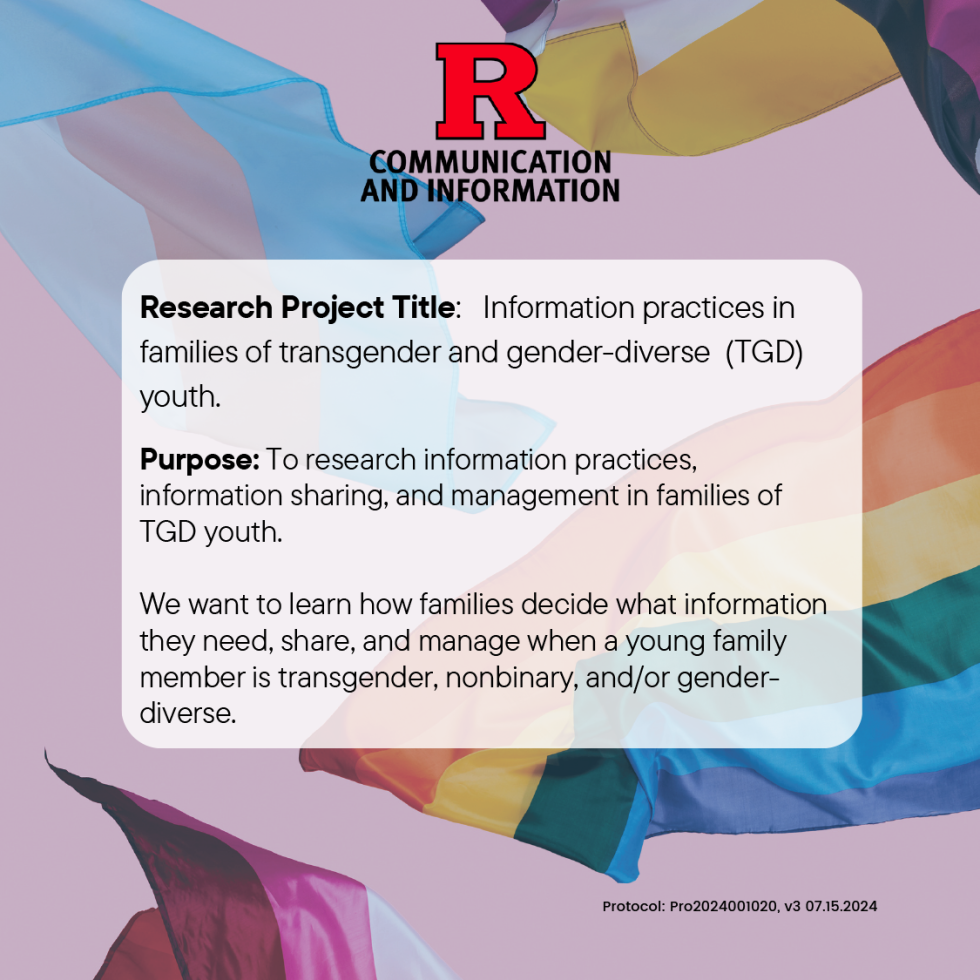 Research study: Information practices in families of transgender and gender-diverse (TGD) youth ...